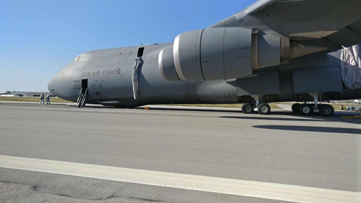 An USAF C-5 Galaxy airlifter has made a successful emergency landing in ...